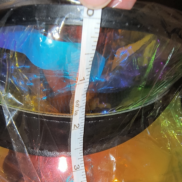 Accessories | Nib Holographic Laser Pvc Black Elastic Hat Lightweight ...